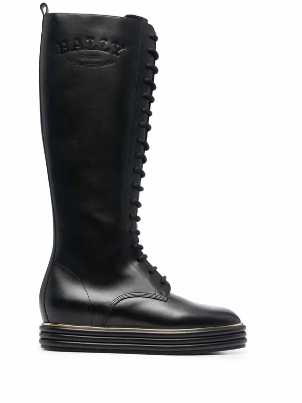 Bally Lace-up Knee-high Boots - Black