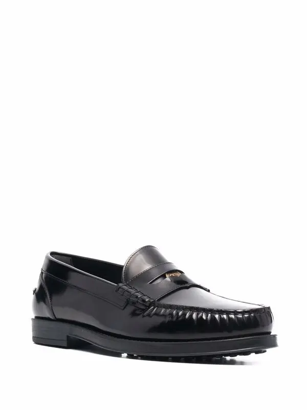 TOD'S Logo Plaque Leather Loafers