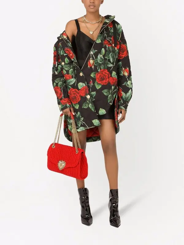 Dolce & Gabbana Rose Print Mid-length Raincoat