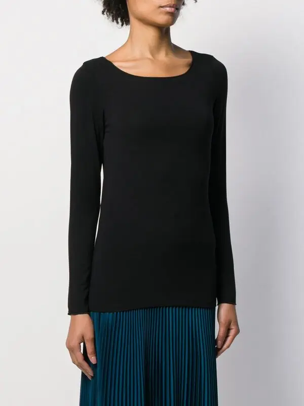 Majestic Filatures Boat Neck Fitted Top - Black