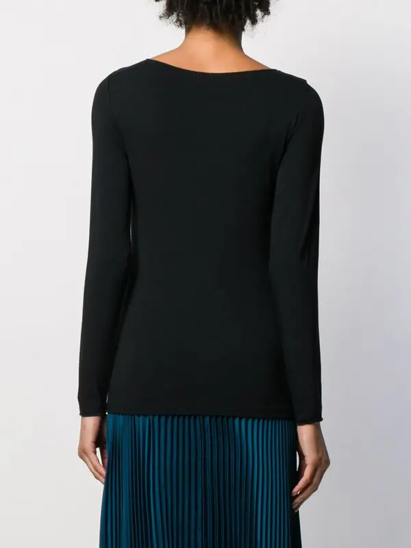 Majestic Filatures Boat Neck Fitted Top - Black