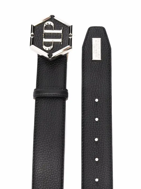 Philipp Plein Logo-plaque Leather Belt - Black