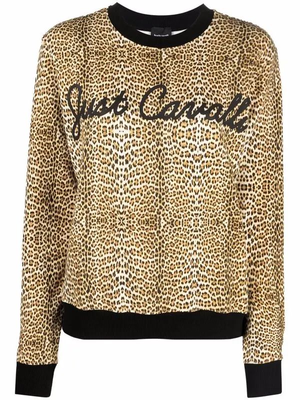 Roberto Cavalli Leopard-print Cotton Long Hoodie