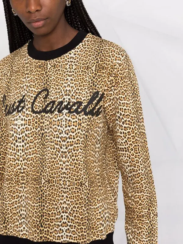 Roberto Cavalli Leopard-print Cotton Long Hoodie