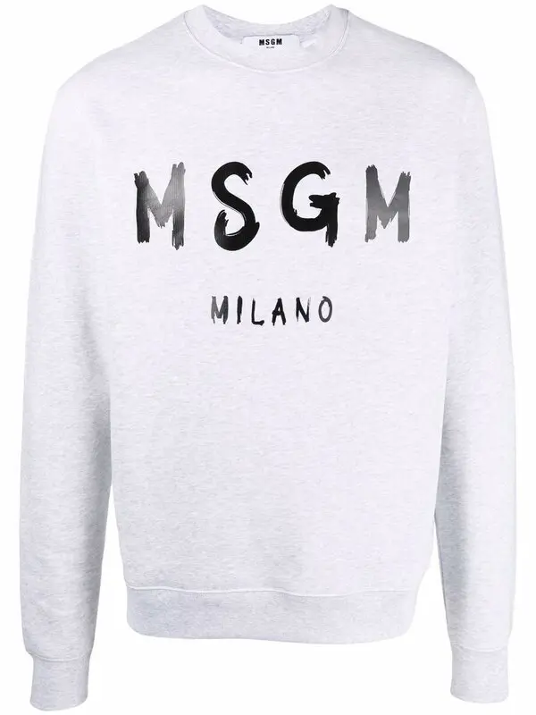 MSGM Logo-print Crew Neck Sweatshirt - Grey