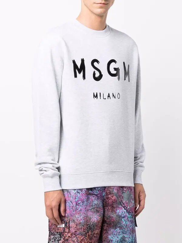 MSGM Logo-print Crew Neck Sweatshirt - Grey