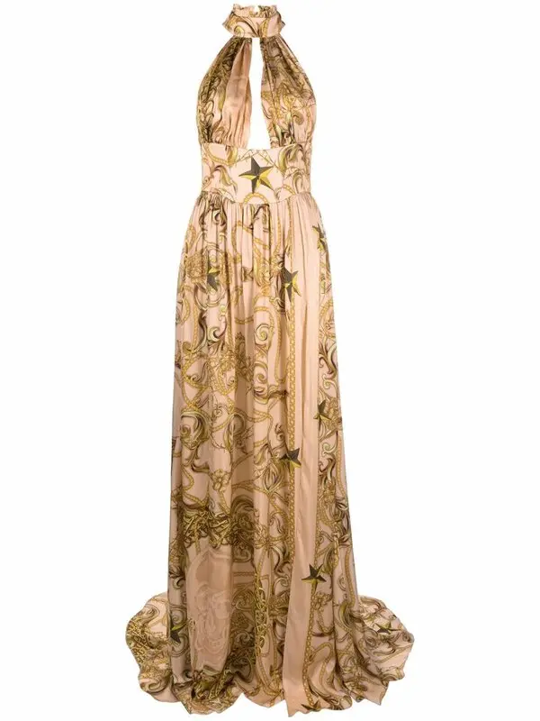 Philipp Plein Baroque-print Halterneck Dress