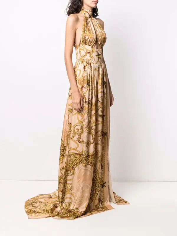 Philipp Plein Baroque-print Halterneck Dress