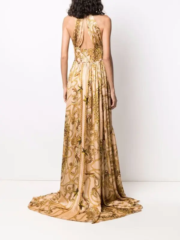 Philipp Plein Baroque-print Halterneck Dress