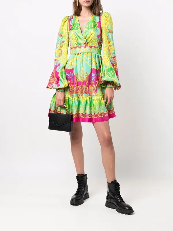 Philipp Plein Baroque Print Empire Dress