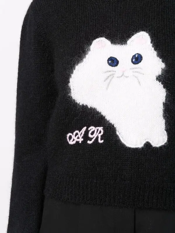 Alessandra Rich Cat Intarsia Knit Jumper