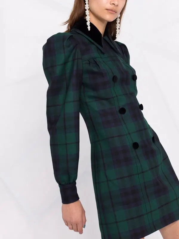 Alessandra Rich Wool Tartan-Check Mini Dress In Green - 14% Off |  Editorialist
