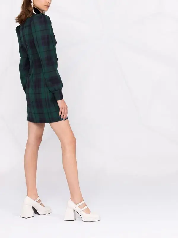 Alessandra Rich Wool Tartan-Check Mini Dress In Green - 14% Off |  Editorialist