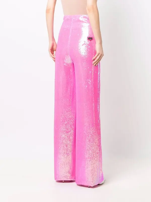 Philipp Plein Wide-leg Embellished Trousers - Pink