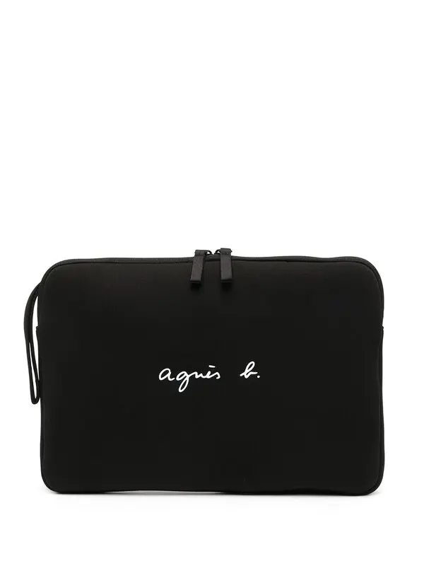 AGNES B. Logo-print Laptop Bag - Black