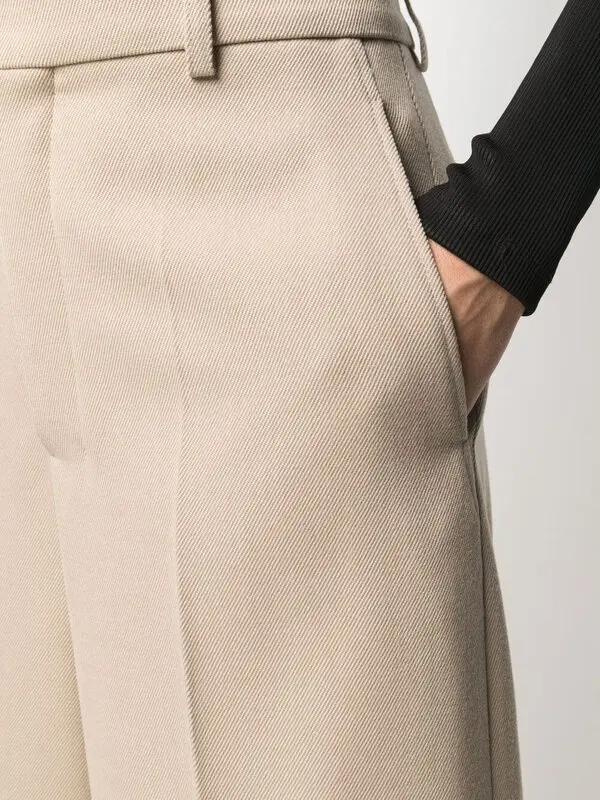 AMI Paris High-waisted Palazzo Pants - Neutrals