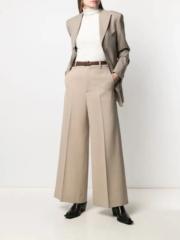 AMI Paris High-waisted Palazzo Pants - Neutrals