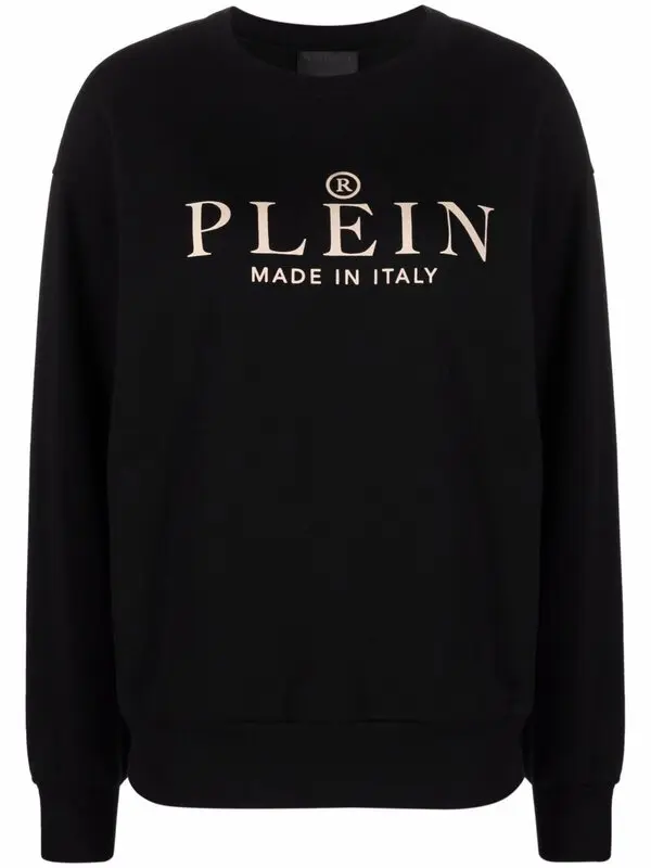 Philipp Plein Cotton Logo Print Sweatshirt - Black