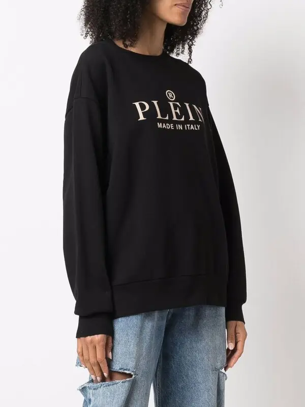 Philipp Plein Cotton Logo Print Sweatshirt - Black