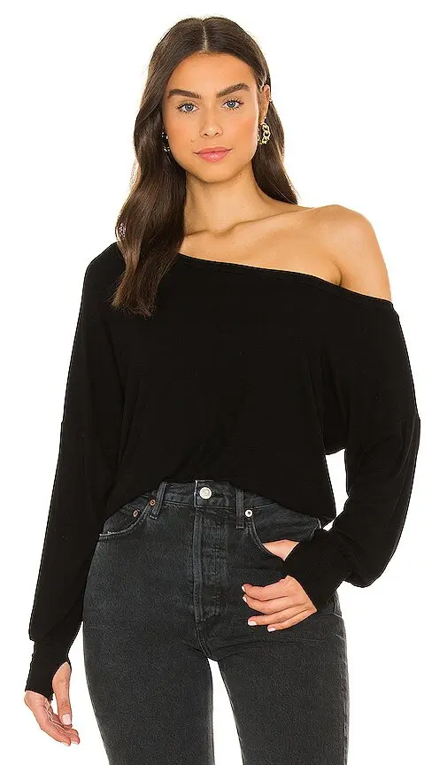 Michael Lauren Kristopher Open Shoulder Top - Black