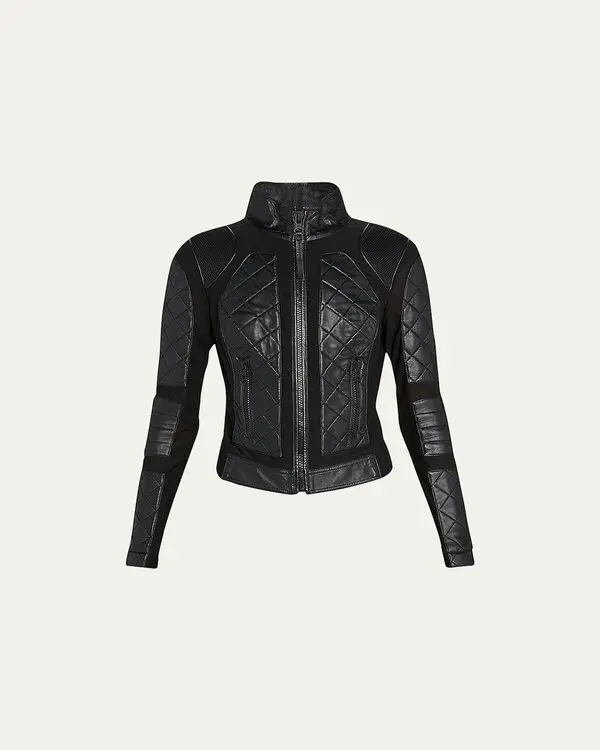 Blanc Noir Quilted Leather Moto Jacket