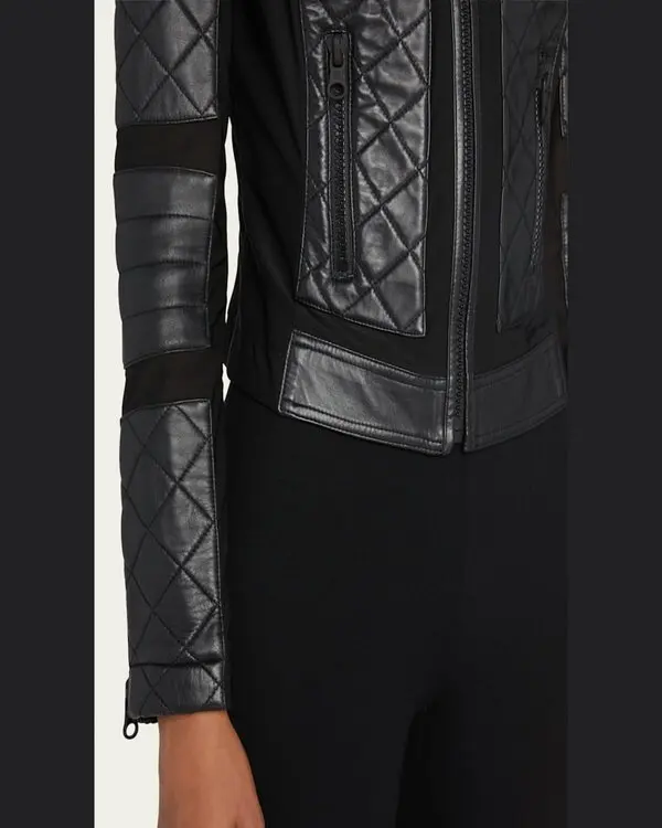 Blanc Noir Quilted Leather Moto Jacket