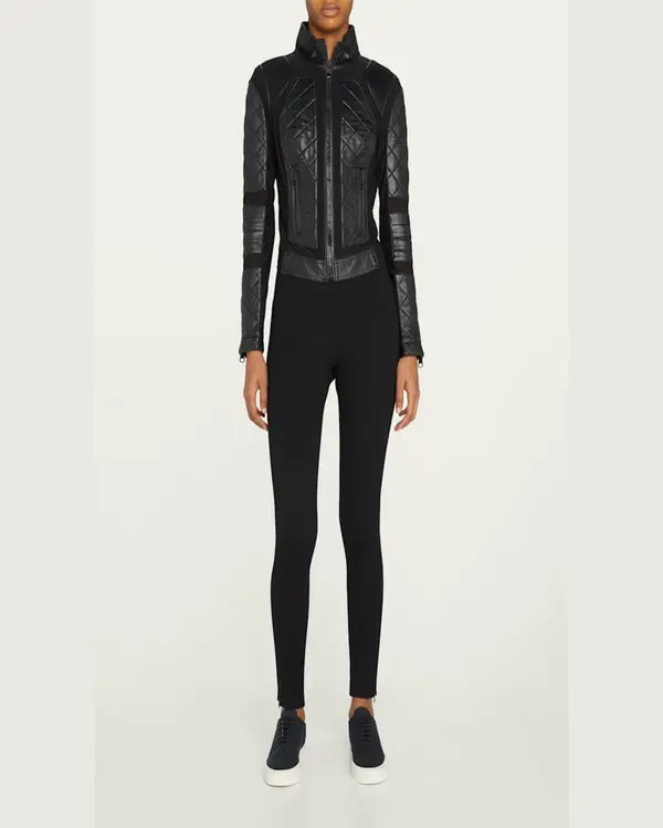 Blanc Noir Quilted Leather Moto Jacket