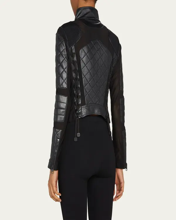 Blanc Noir Quilted Leather Moto Jacket
