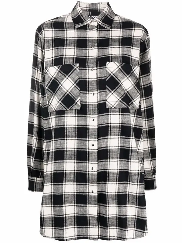 DIESEL® Checked Cotton Shirt Dress