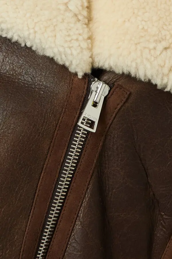 JW Anderson Cropped Shearling-trimmed Leather Jacket