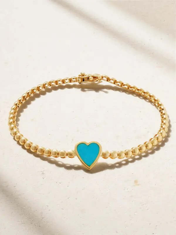 JENNIFER MEYER 18-karat Turquoise Heart Bracelet - Gold