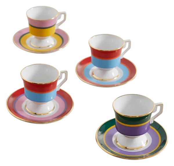 La DoubleJ Gold-plated Porcelain Espresso Set - Pink