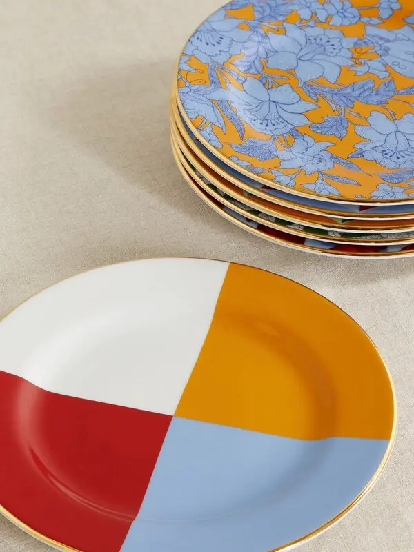 La DoubleJ Set Of Six Dessert Plates - Red