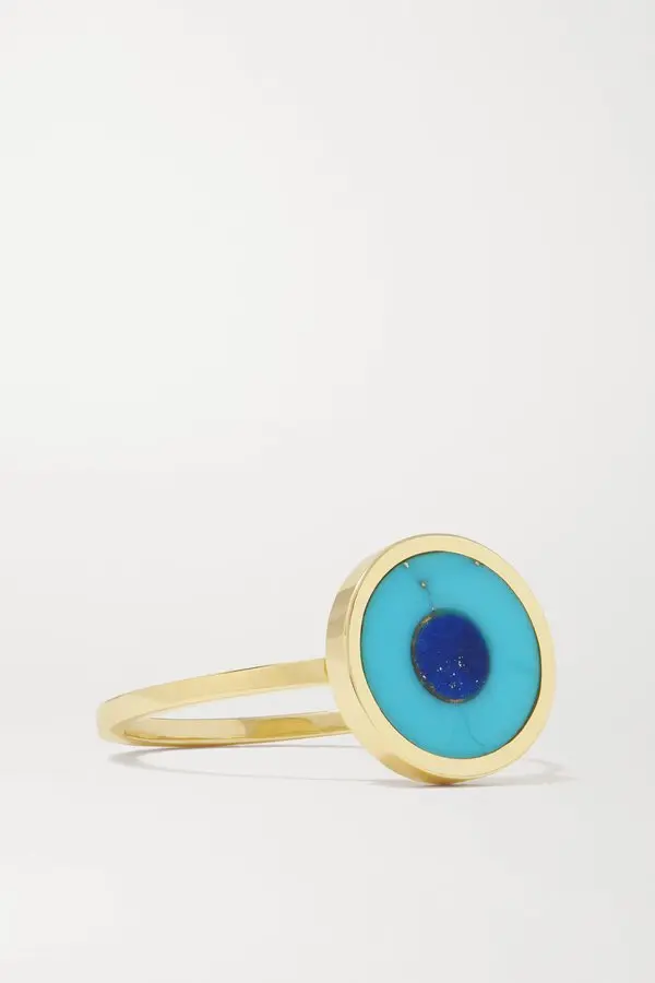JENNIFER MEYER Evil Eye 18-karat Turquoise And Lapis Lazuli Ring - Gold