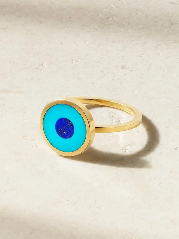 JENNIFER MEYER Evil Eye 18-karat Turquoise And Lapis Lazuli Ring - Gold