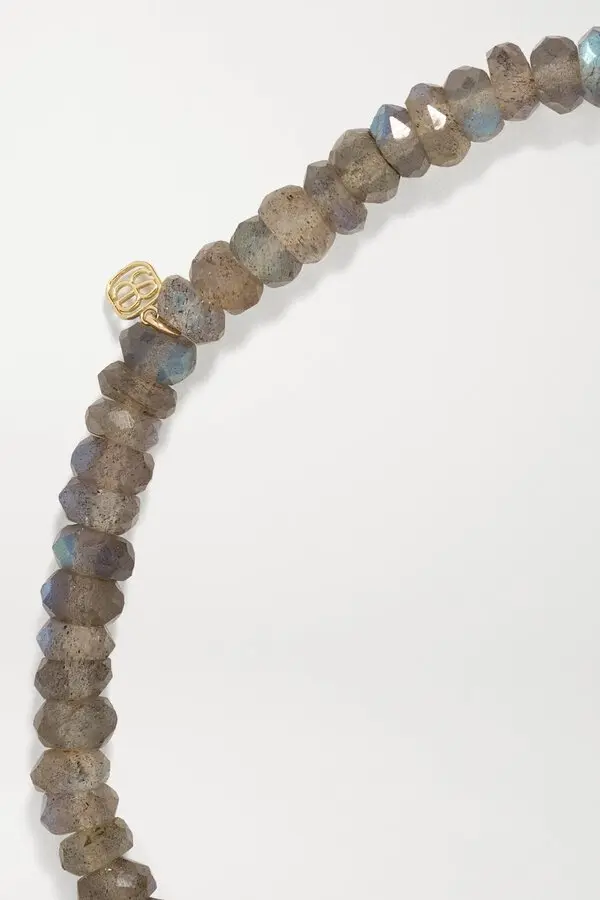 SYDNEY EVAN Small Om 14-karat Labradorite And Diamond Bracelet - Gold