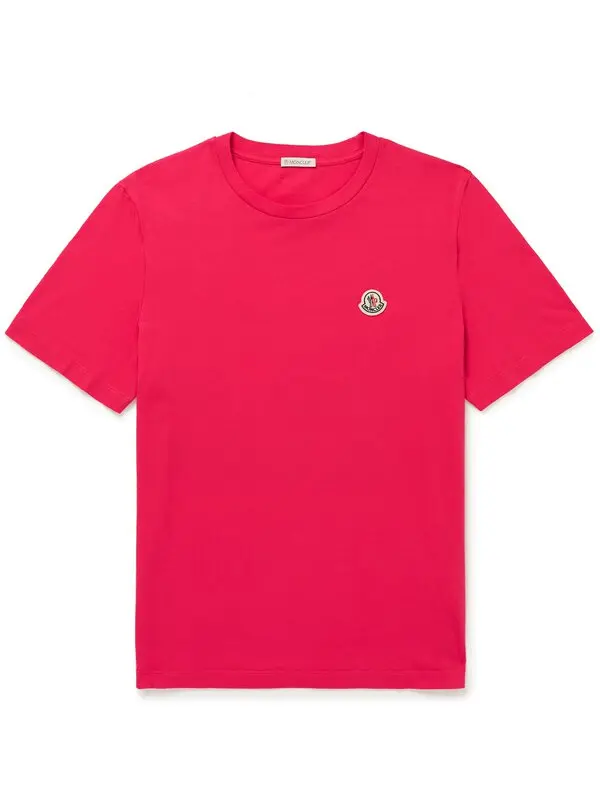 Moncler Logo-AppliquéD Printed Cotton-Jersey T-Shirt - Pink