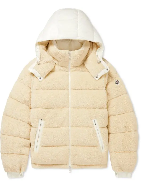Moncler Michon Quilted Sherpa And Nylon Down Jacket - Neutrals