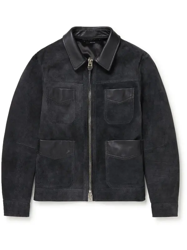 TOM FORD Slim-fit Leather-trimmed Suede Field Jacket
