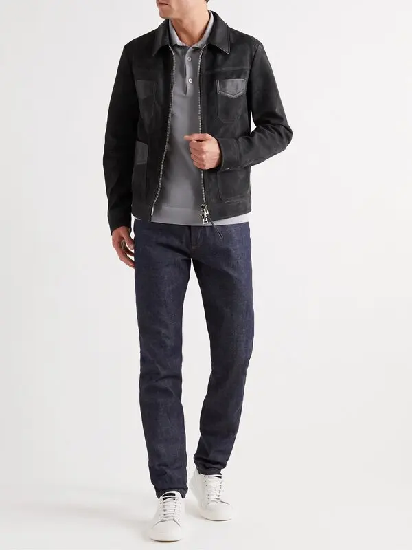 TOM FORD Slim-fit Leather-trimmed Suede Field Jacket