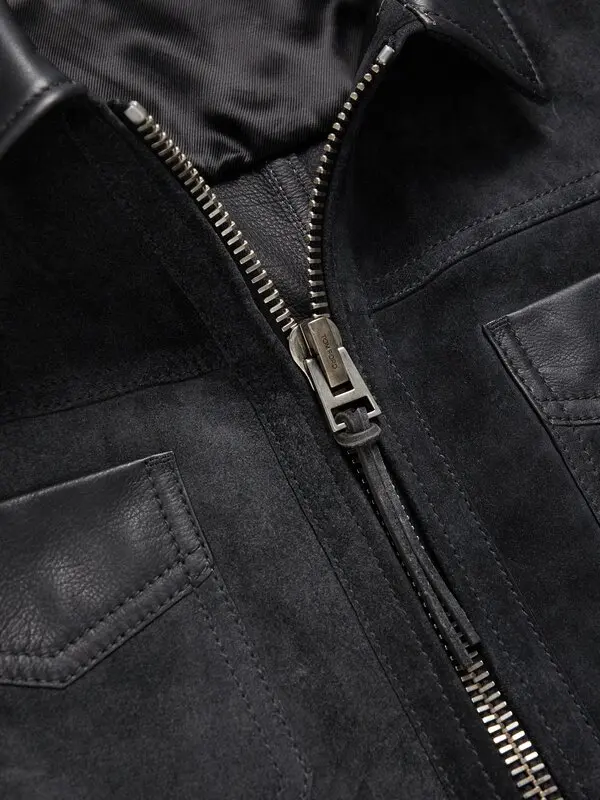 TOM FORD Slim-fit Leather-trimmed Suede Field Jacket