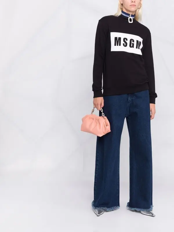 MSGM Logo-print Cotton Sweatshirt - Black