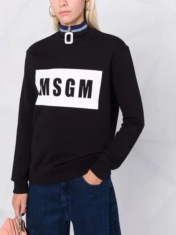 MSGM Logo-print Cotton Sweatshirt - Black