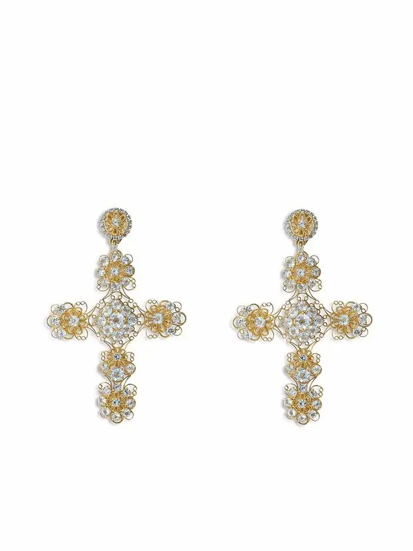 Dolce & Gabbana 18k Yellow Filigree Aquamarine Earrings - Gold