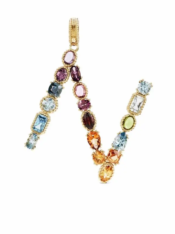 Dolce & Gabbana Rainbow Alphabet N Multi-stone Pendant - Gold
