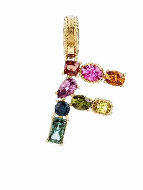 Dolce & Gabbana Rainbow Alphabet F Multi-stone Pendant - Gold
