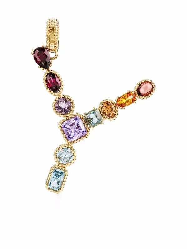 Dolce & Gabbana Rainbow Alphabet Multi-stone Pendant - Gold
