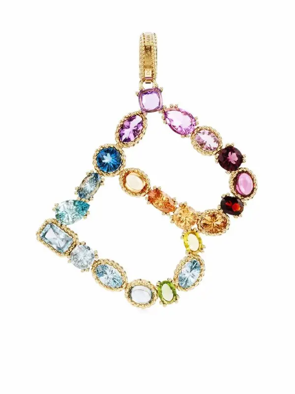 Dolce & Gabbana Rainbow Alphabet B 18kt Yellow Multi-stone Pendant - Gold