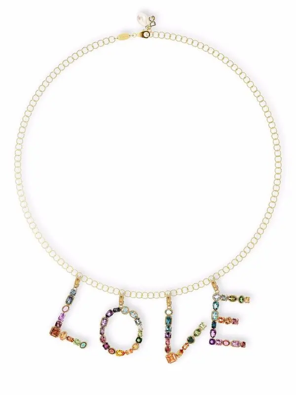 Dolce & Gabbana 18kt Yellow E Letter Gemstone Pendant - Gold
