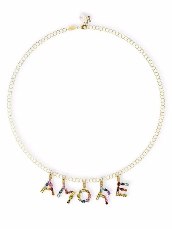 Dolce & Gabbana Rainbow Alphabet 18kt Yellow Multi-stone Pendant - Gold